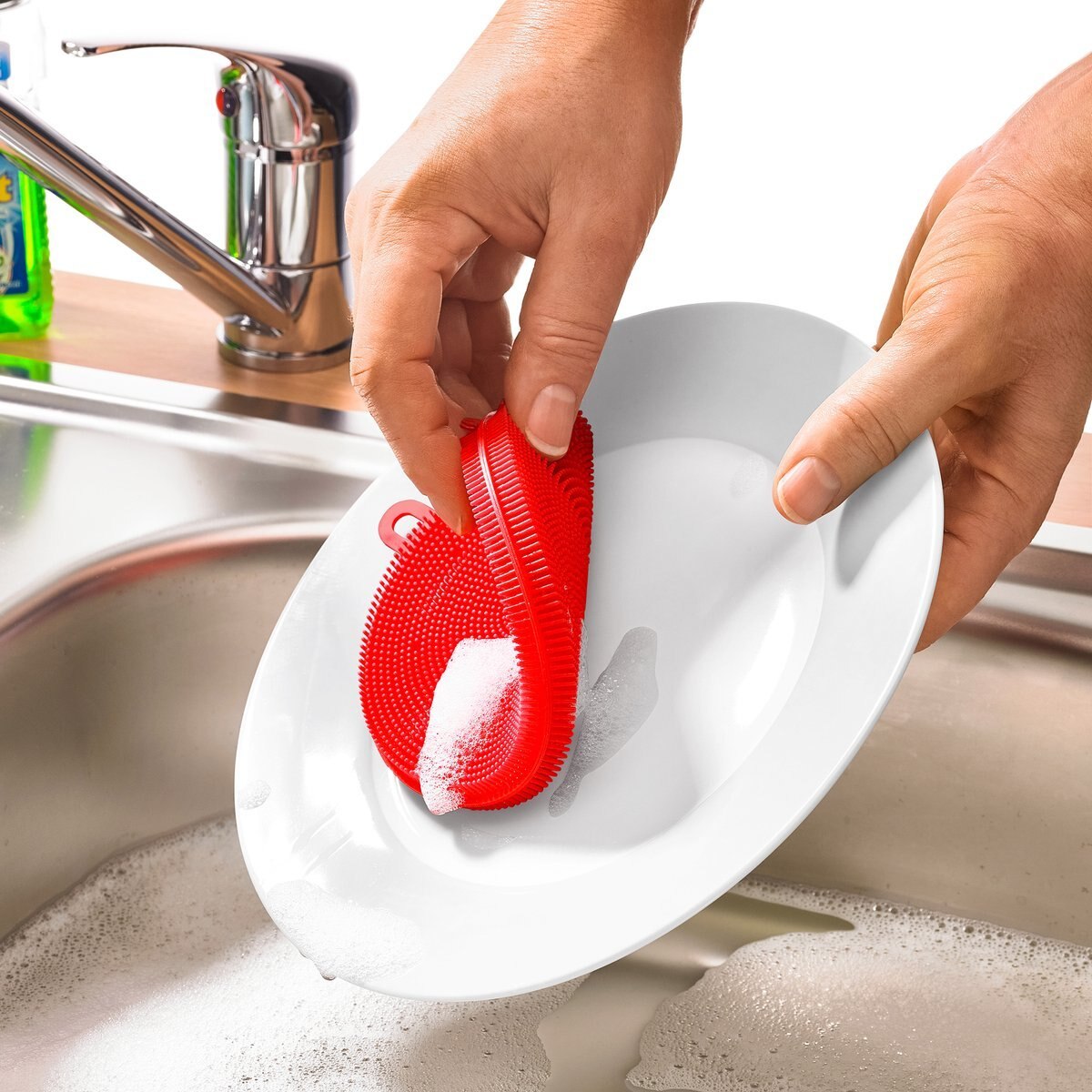 Burete vase din silicon, 13 cm x 11,5 cm x 1,5 cm, rosu - eMAG.ro