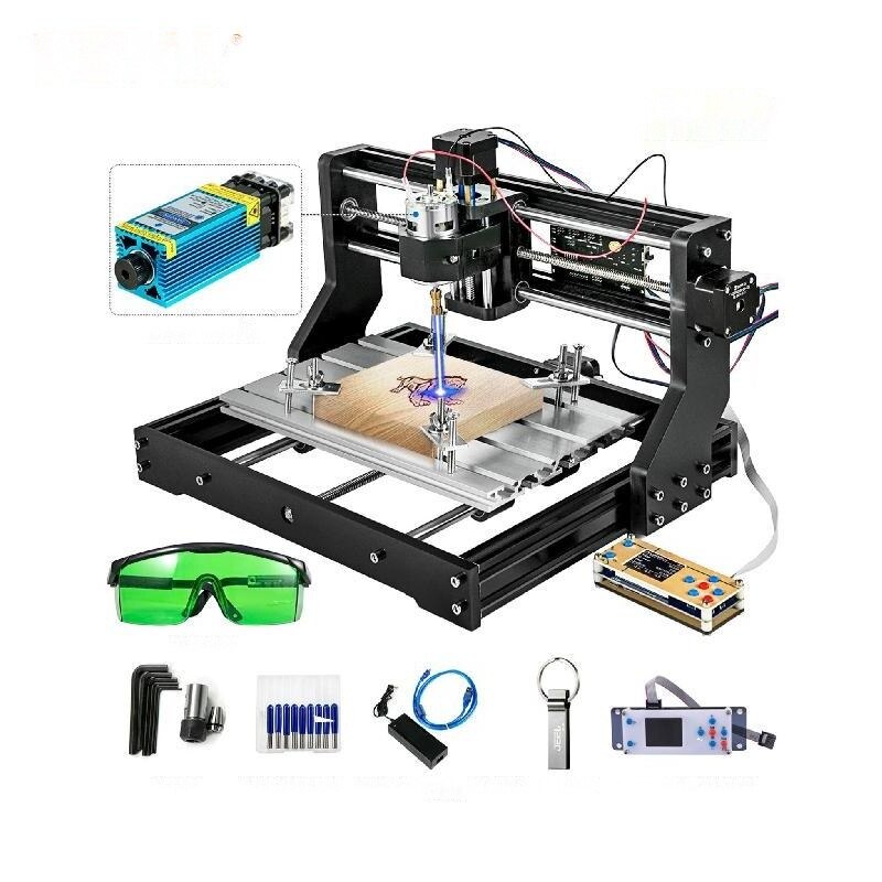 Gravor CNC 3018 cu Modul Laser - 3 Axe DIY Prelucrarea Lemnului Control GRBL si Controler ...