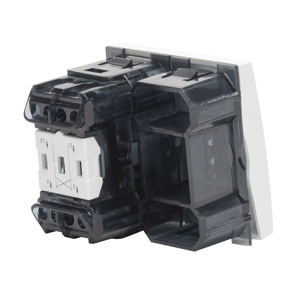 Intrerupator Cap Cruce Elbi Moda Voice Modular 10A 2 Module Alb Lucios ...