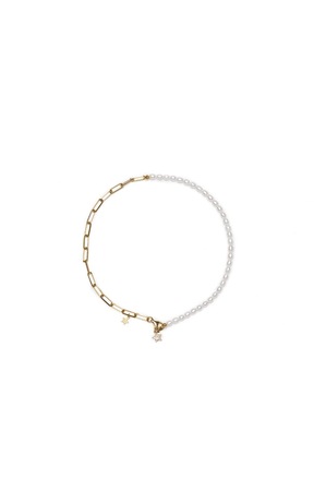 Colier perle de cultura si lant din argint placat cu aur galben cu zale ...