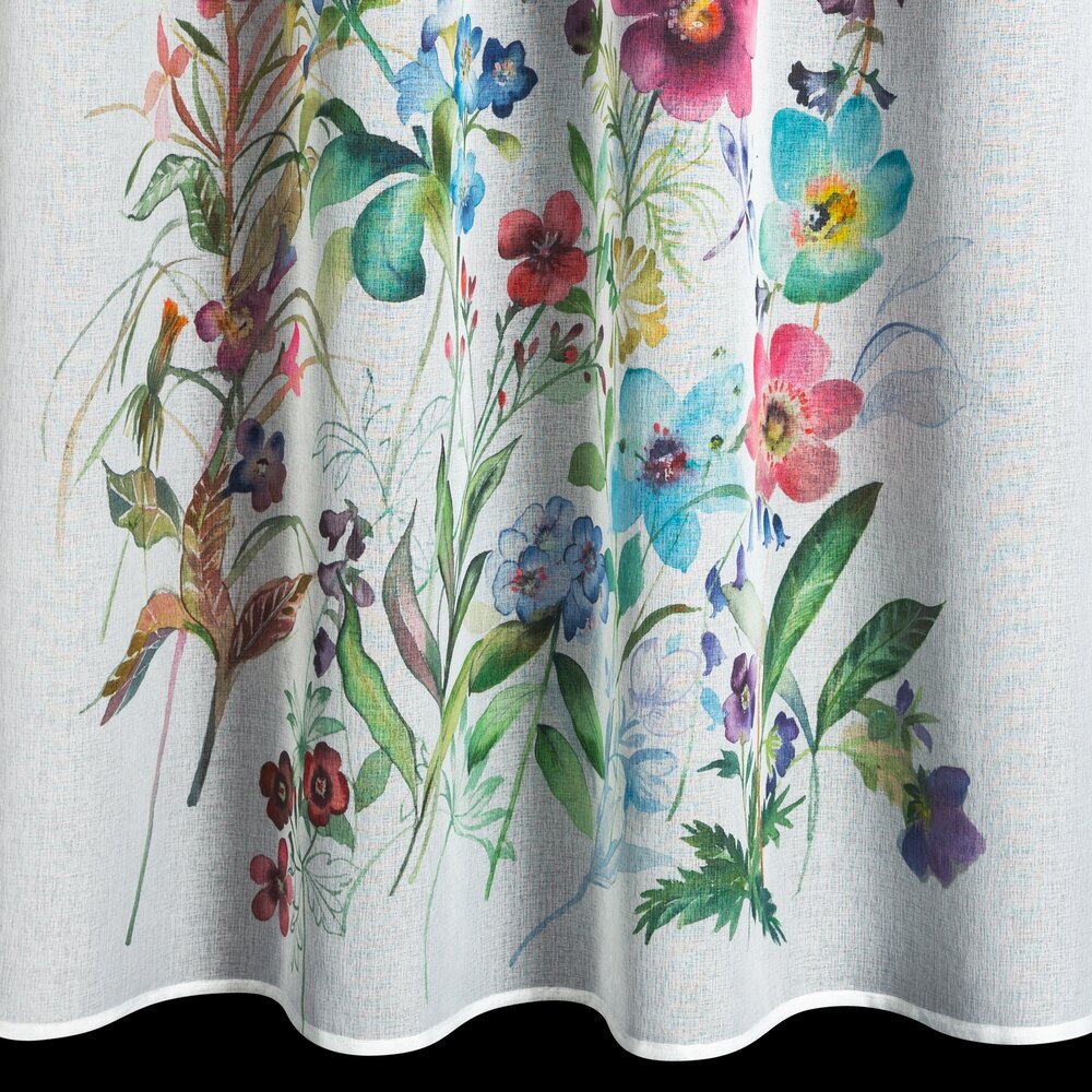 Perdea decorativa cu inele, SPRING, 140x250, Eurofirany, flori pictate ...