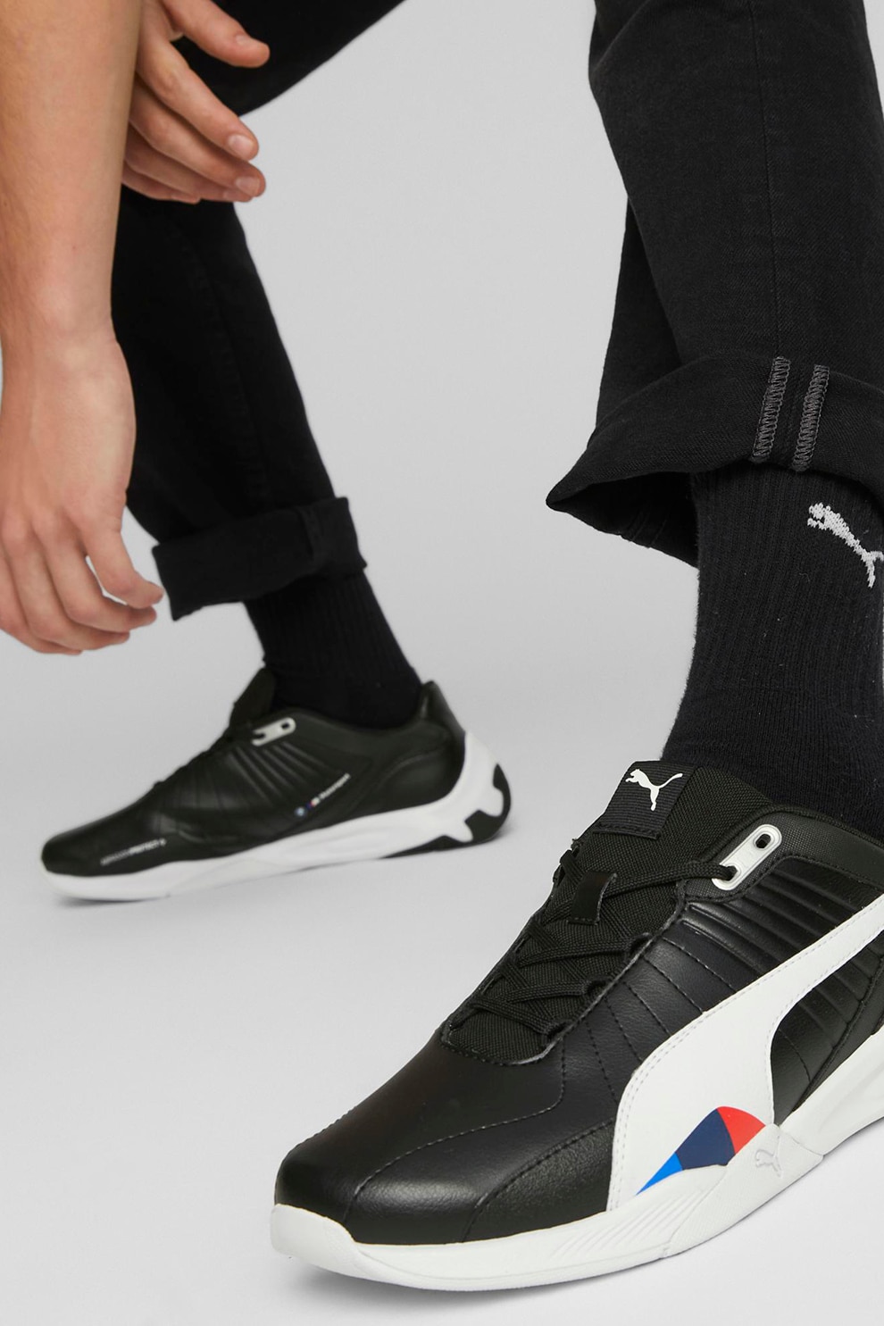 Puma, Pantofi sport din piele ecologica BMW MMS Kart Cat Nitro, Negru ...