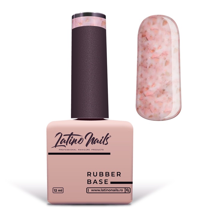 Gel pentru unghi Rubber Base Foil Flakes Pink, roz12 ml - eMAG.ro