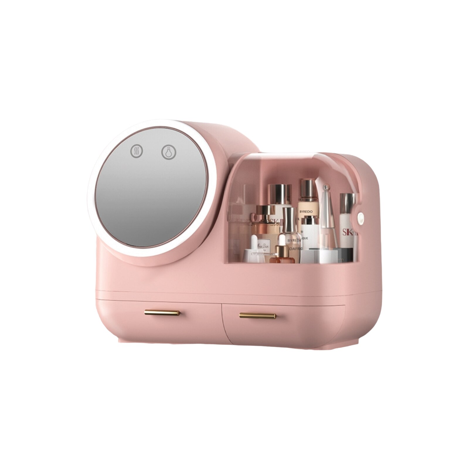 Organizator de Machiaj Roz Pudrat cu Lumina Reglabila si Oglinda ...