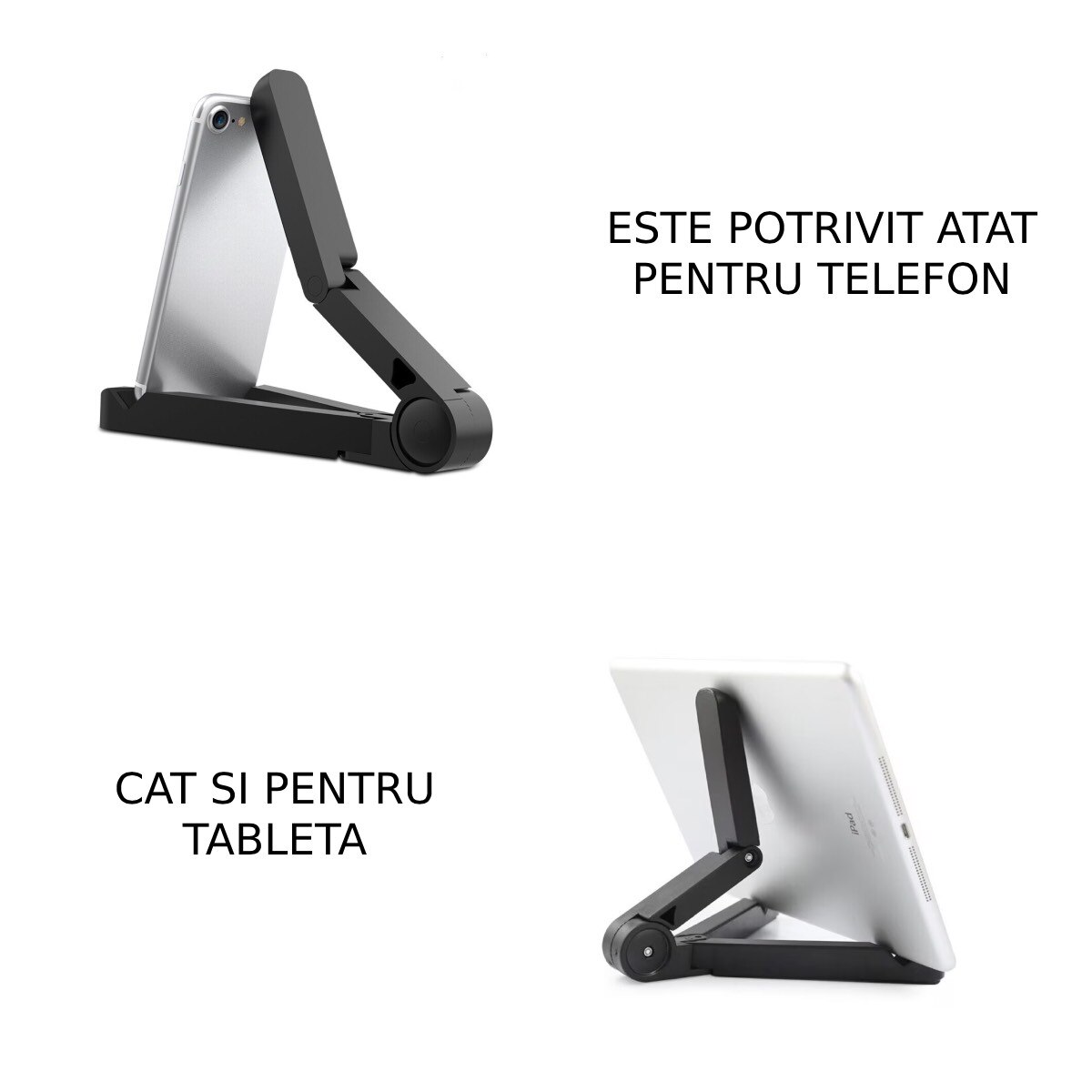 Стойка за таблет или телефон Macomi™, сгъваема и преносима, съвместима с устройства до 10 ...