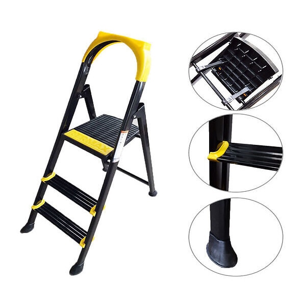 Scara pliabila, 3 + 1 trepte antiderapante, 150 kg,, 84 cm -131 cm ...