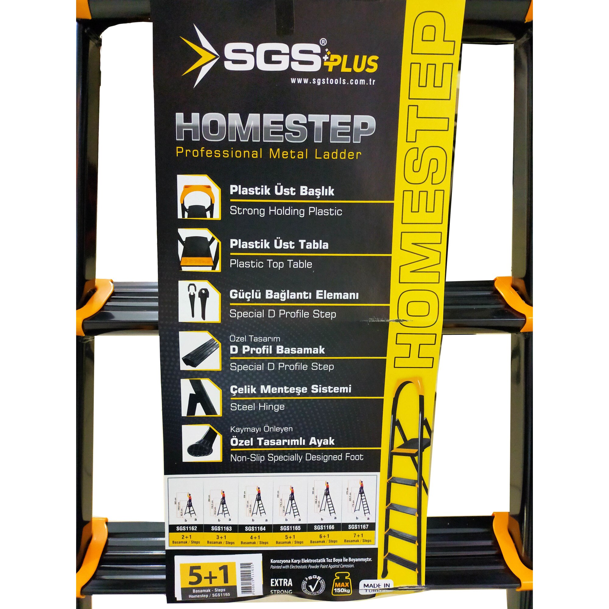 Scara pliabila, 3 + 1 trepte antiderapante, 150 kg,, 84 cm -131 cm ...