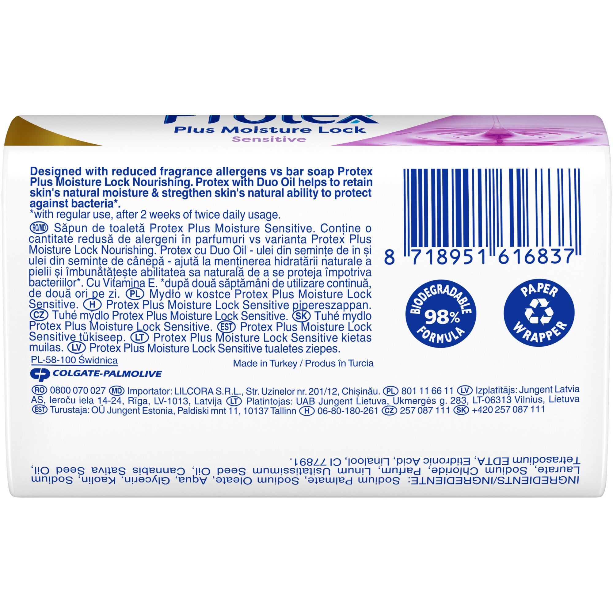 Sapun Protex Plus Moisture Lock Sensitive, 90 g - eMAG.ro