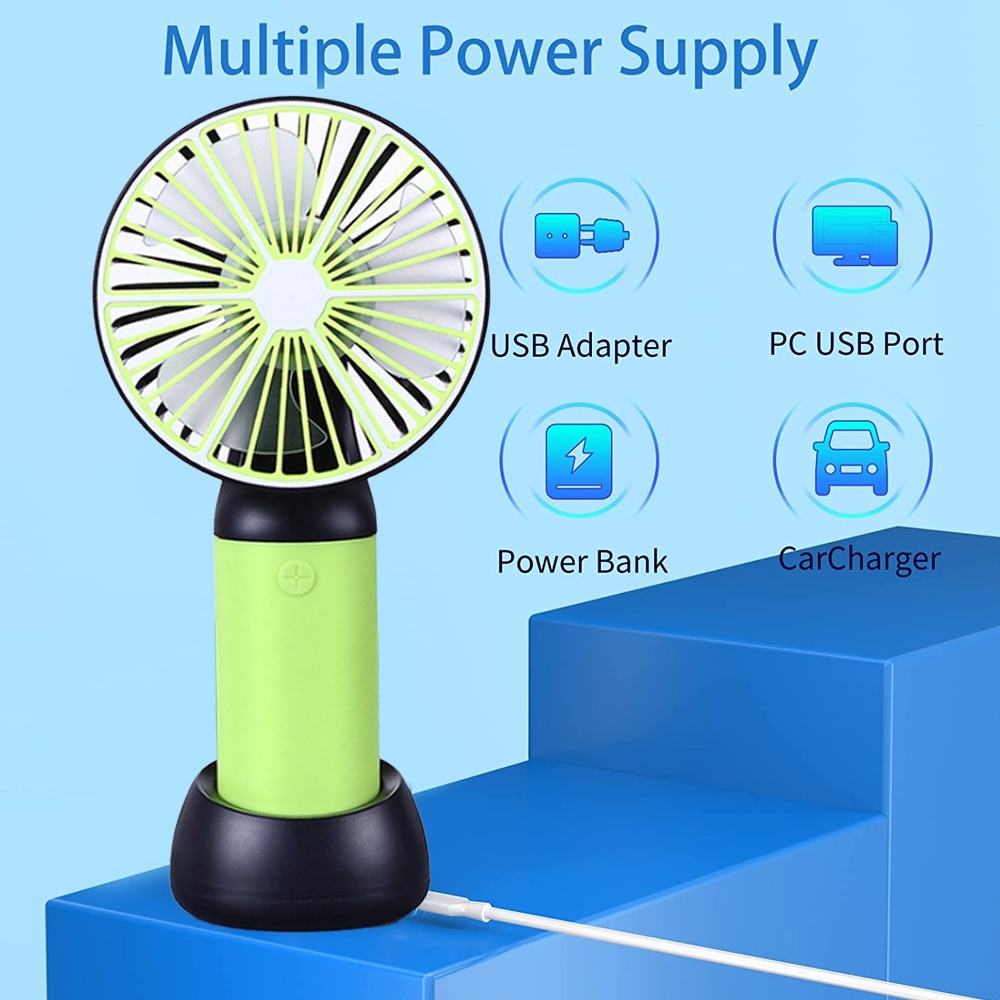 Ventilator portabil de mana, Plastic, USB, Verde - eMAG.ro