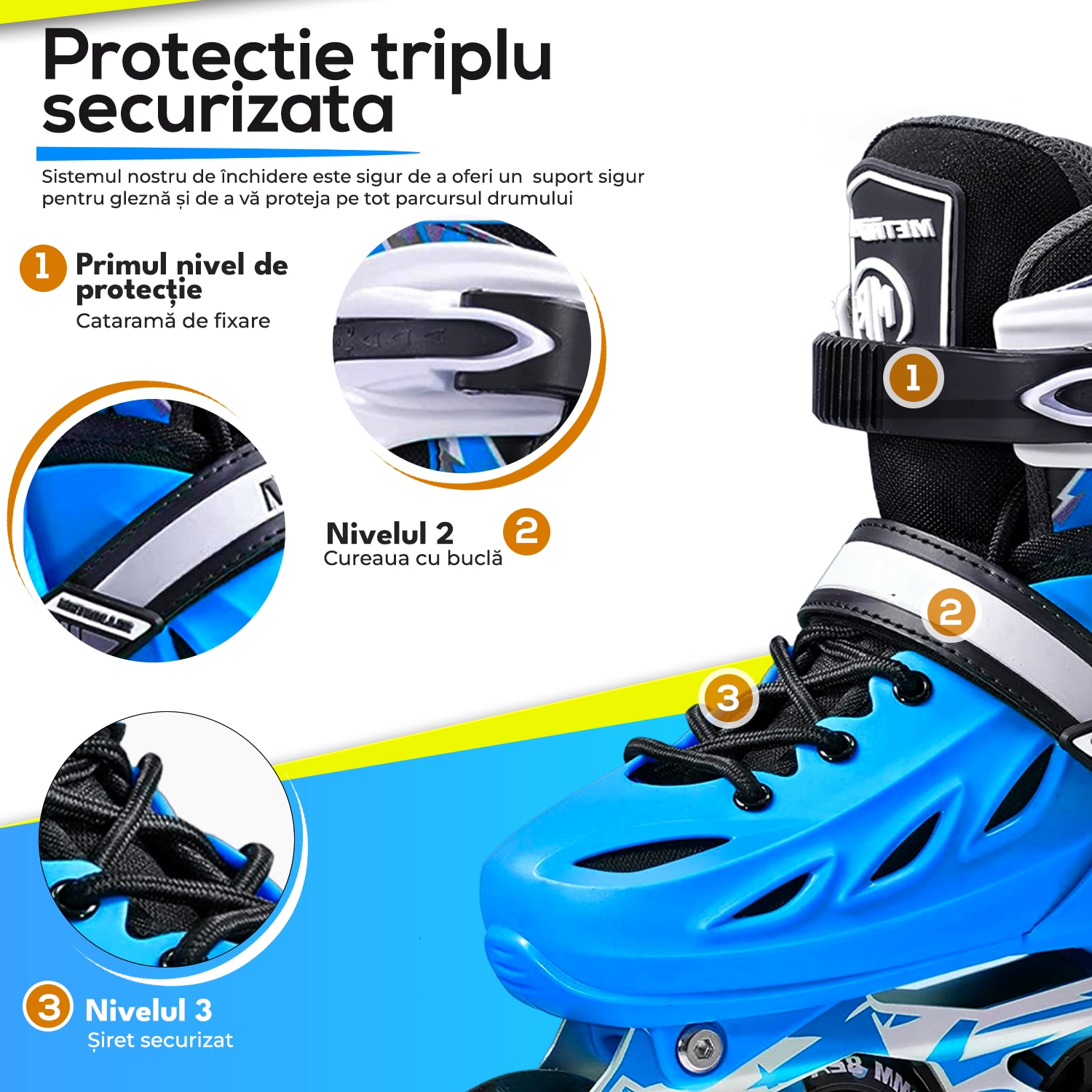 Role reglabile pentru copii si adulti, roti luminoase din silicon, 4 ...