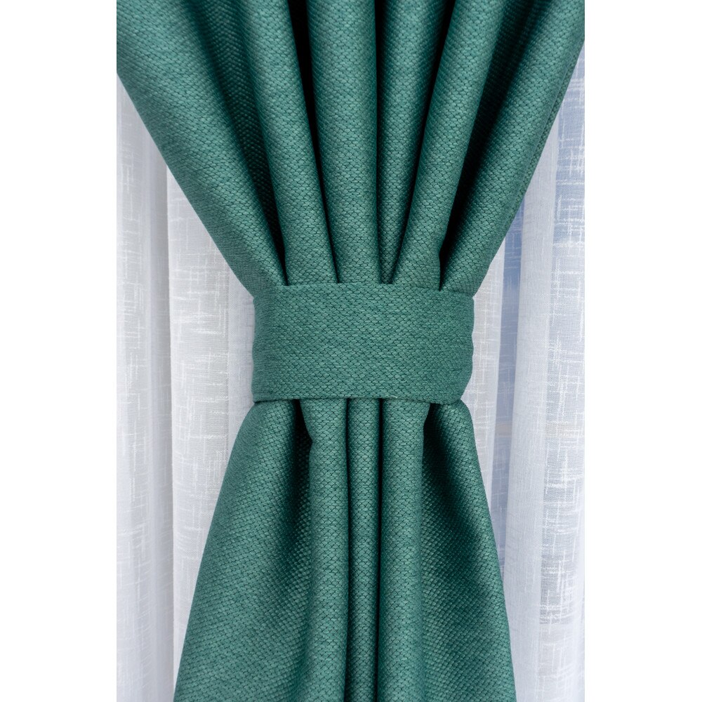 Set Harnicuta 2 Draperii din In Verde Malachit 2x250x260cm cu Rejansa ...