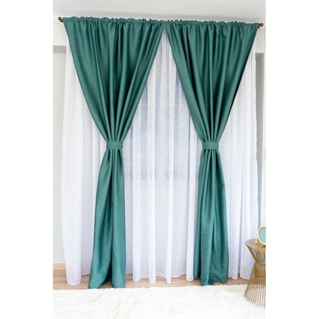Set Harnicuta 2 Draperii din In Verde Malachit 2x250x245cm cu Rejansa ...