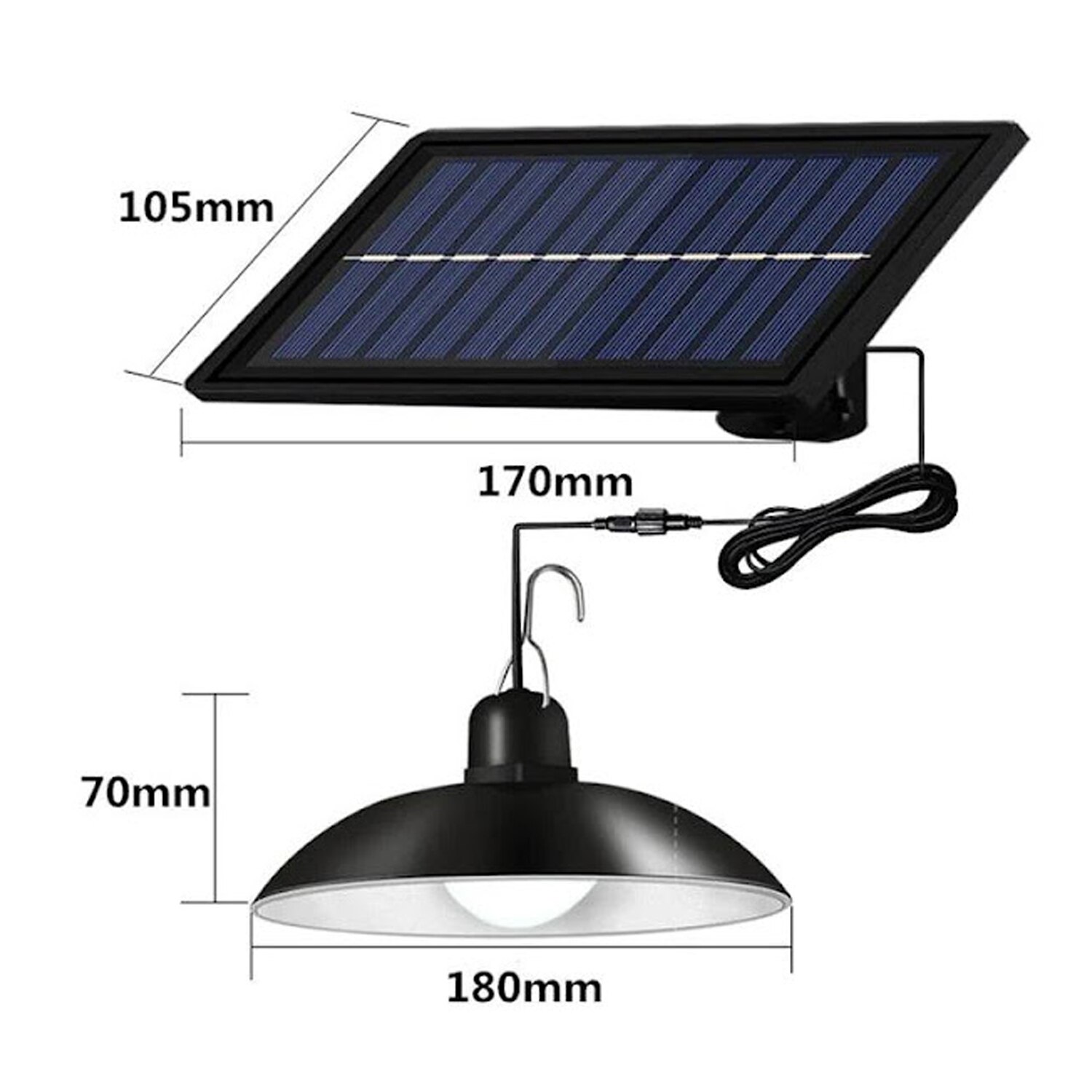 Panou solar cu 1 bec LED, cu aplica si telecomanda, 70 x180 mm - eMAG.ro