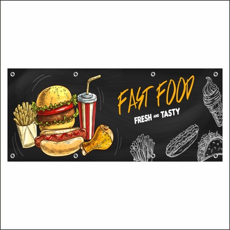 Banner MEDIA, "Fast food" model 3, 150 x 60 cm - eMAG.ro