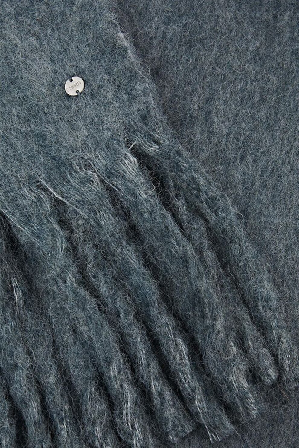 Esprit, Fular din amestec de lana cu franjuri, Albastru petrol - eMAG.ro