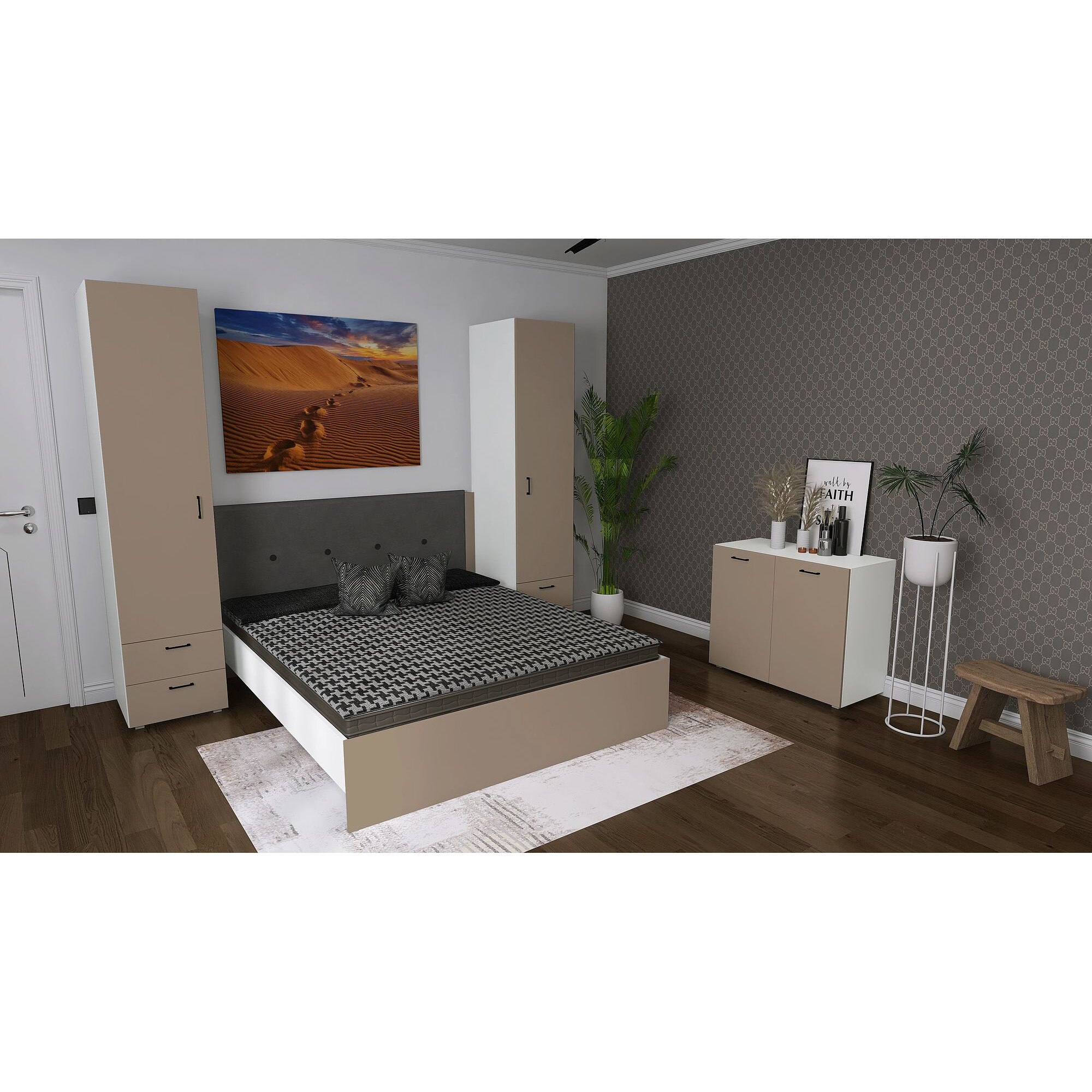 Set Dormitor JUMBO 16, pat 160x200, 2 dulapuri cu sertare, comoda ...