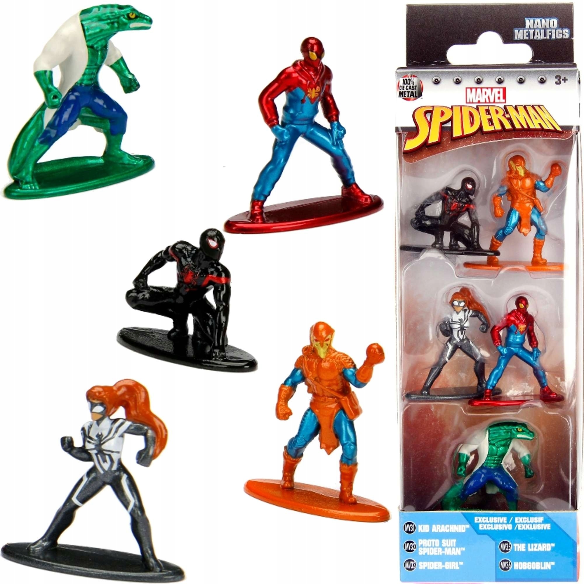 Set 5 mini figurine Marvel Spider-Man Nano Metalfigs, Pack A, 4cm - eMAG.ro