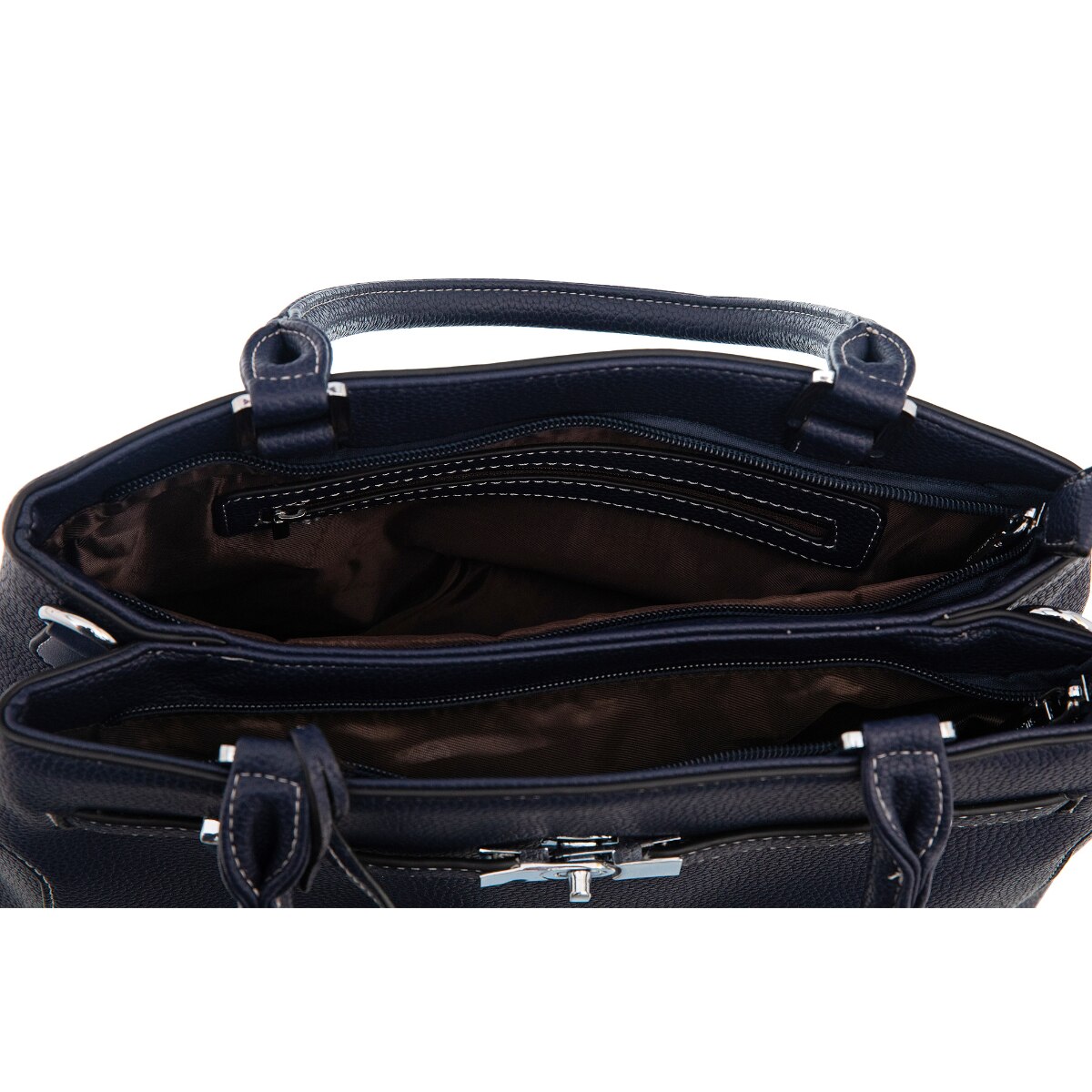 Geanta de dama Silvia Rosa Bleumarin din piele ecologica, 38 x 25 x 13 ...