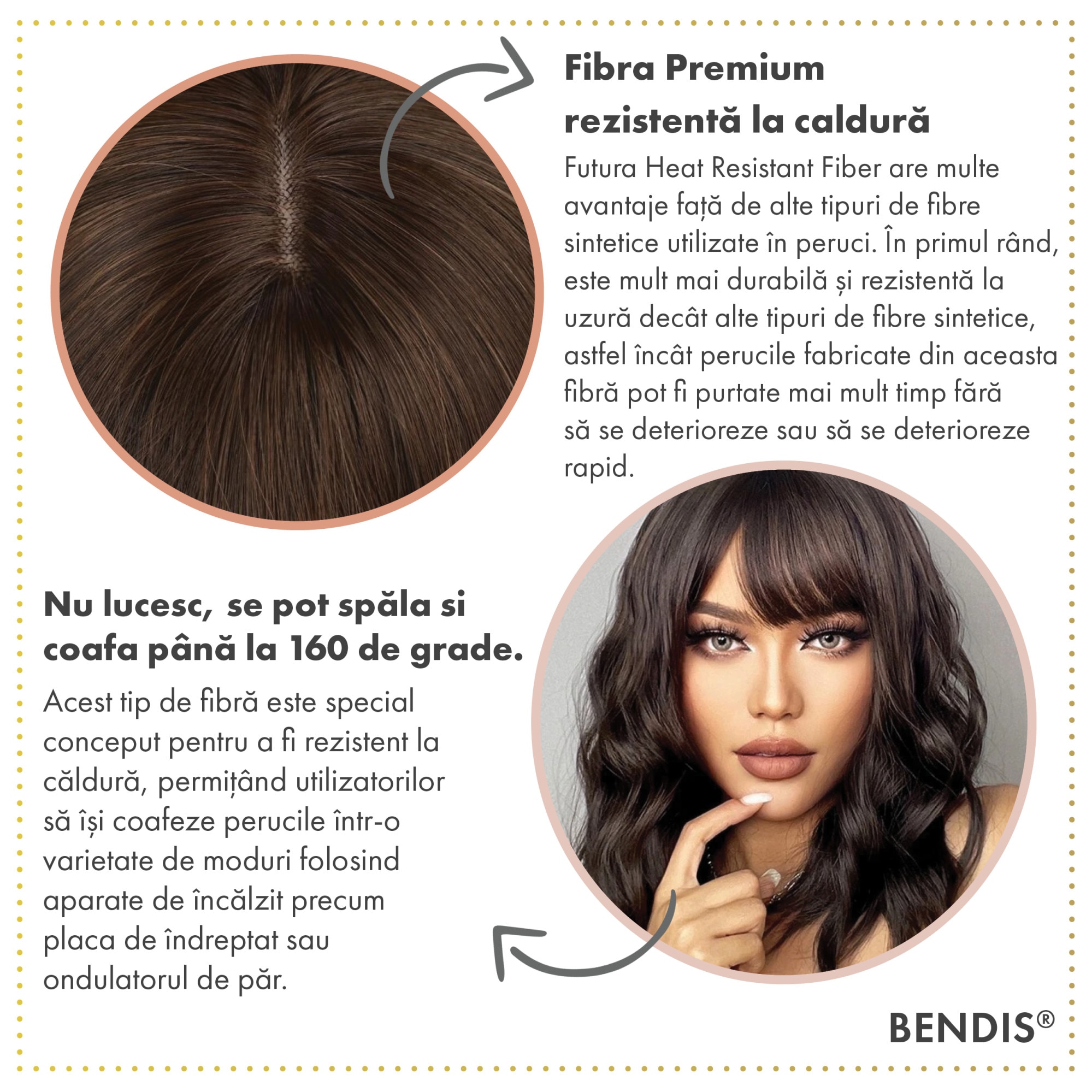 Peruca dama, culoarea Saten mediu natural, fibra Premium Futura Heat cu ...