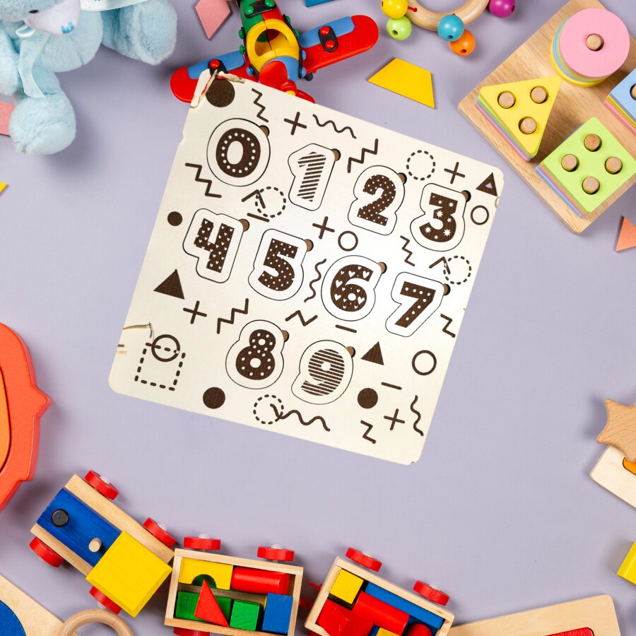 Puzzle educativ cu cifre pentru copii din lemn colorabil 10 piese + 10 ...