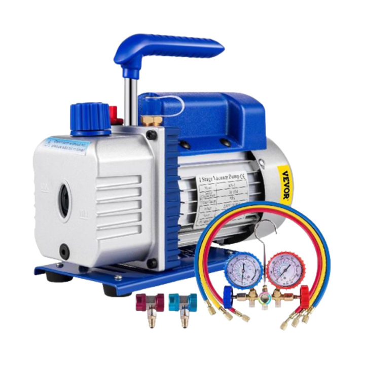 Pompa de vid, Vevor, 3CFM, manometre, 4000 PSI, 1 treapta, albastru ...