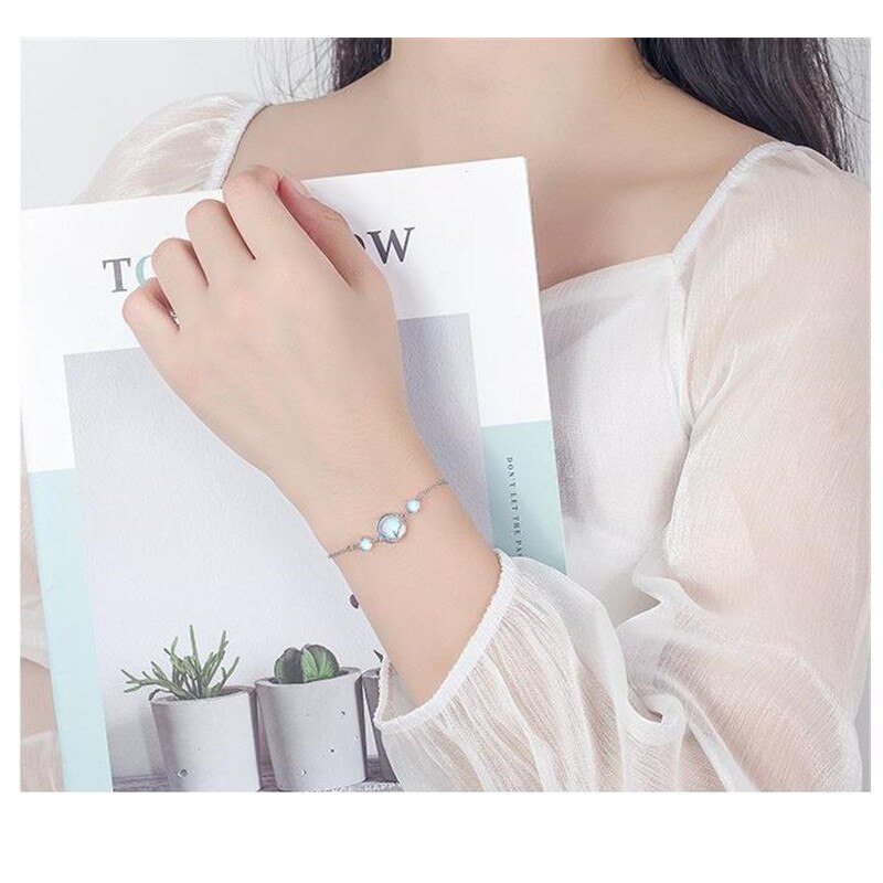 Set cercei cu colier bratara, cu tine tot drumul, piatra naturala lumina lunii, argint S925, 3 ...