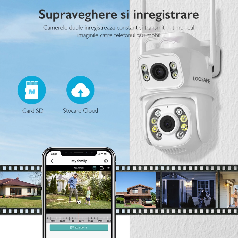 Camera de supraveghere dubla WIFI Loosafe® Master Eye, interior ...