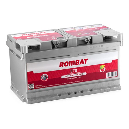 Baterie auto ROMBAT EFB Start-Stop 57511A0076, 75 Ah, 760 A, 12 V, 315 ...