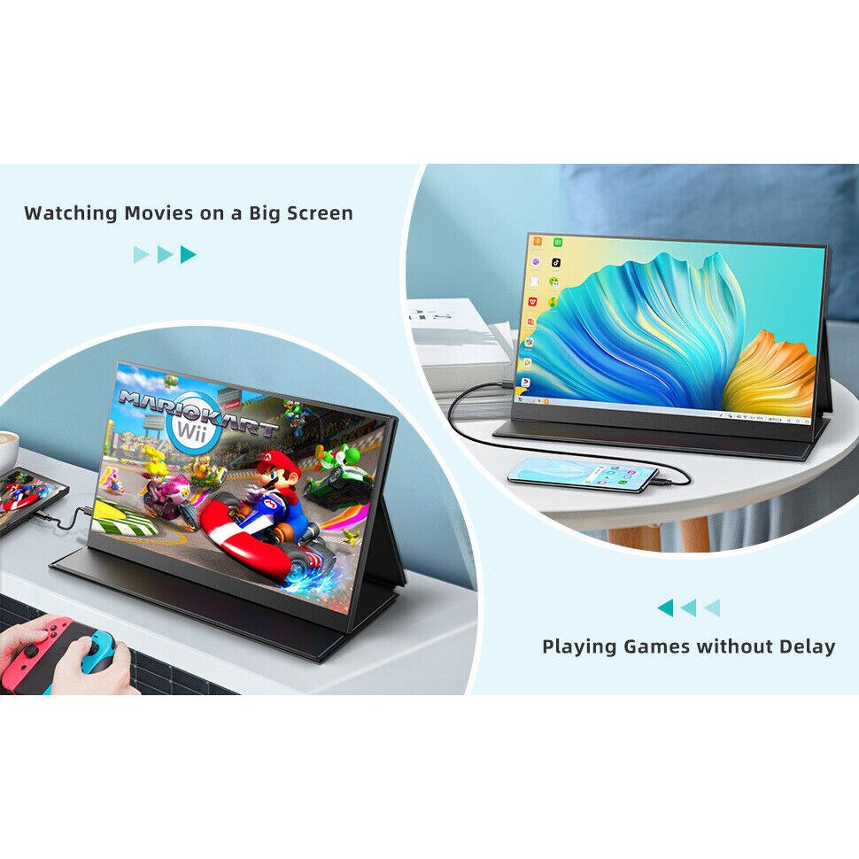 Monitor portabil, Uperfect, LCD, USB-C, 17.3 inchi, 1080P, 1920x1080 ...