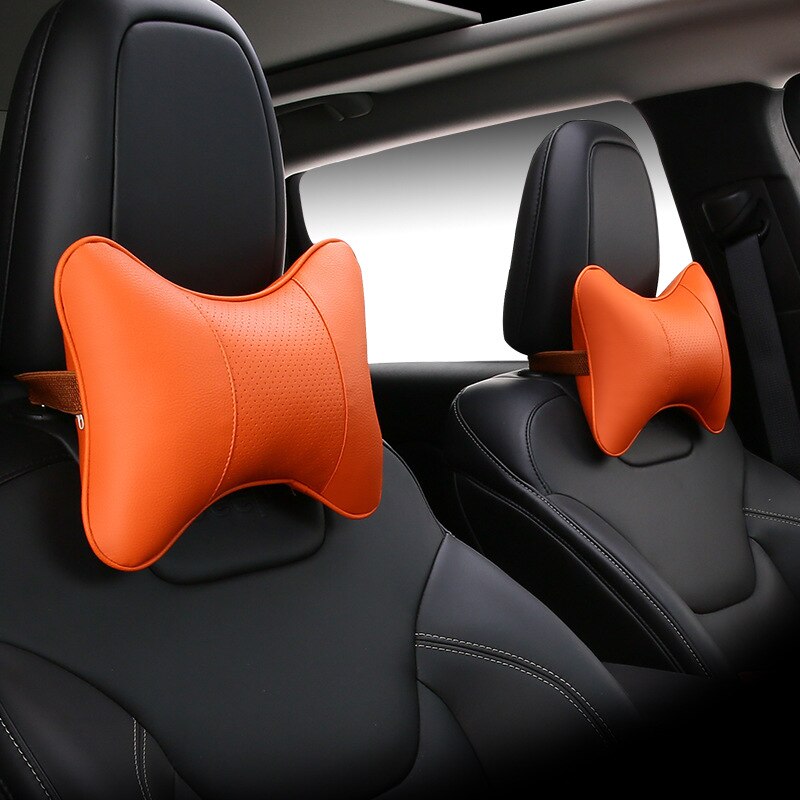 Set 2 perne auto pentru gat, cu prindere la tetiera, portocaliu - eMAG.ro