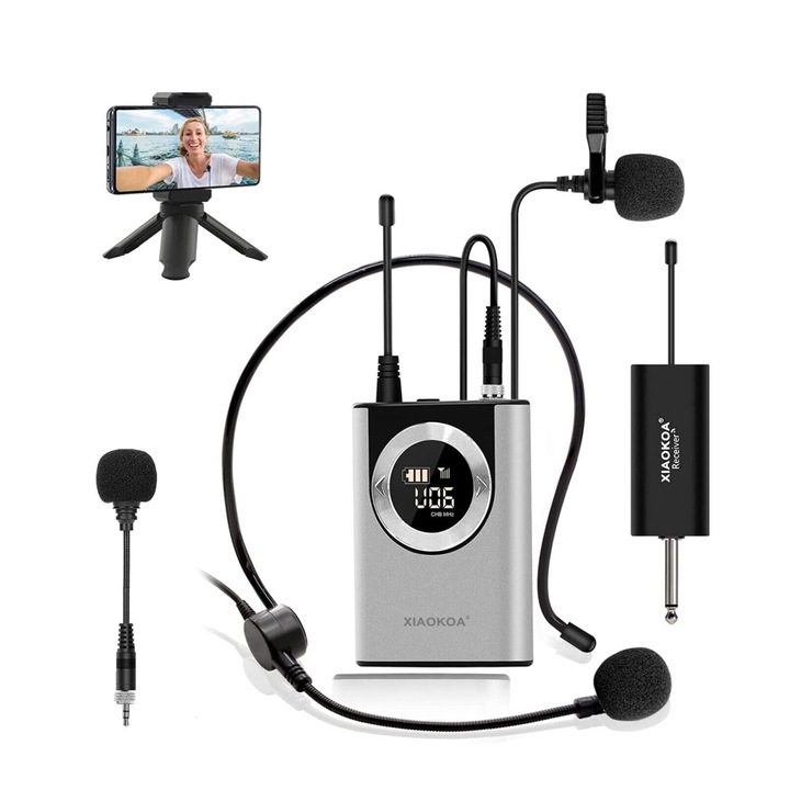 Microfon wireless Xiaokoa N88 *3117902 8865-40, profesional, LCD, mufa ...