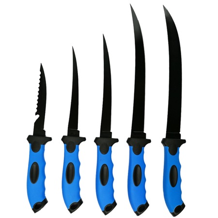 Set cutite filetat carne si peste, 10 piese, antiaderente, lama curbata ...