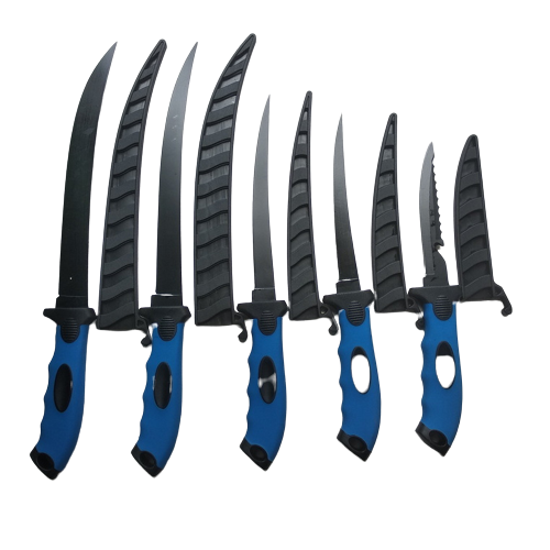 Set cutite filetat carne si peste, 10 piese, antiaderente, lama curbata ...