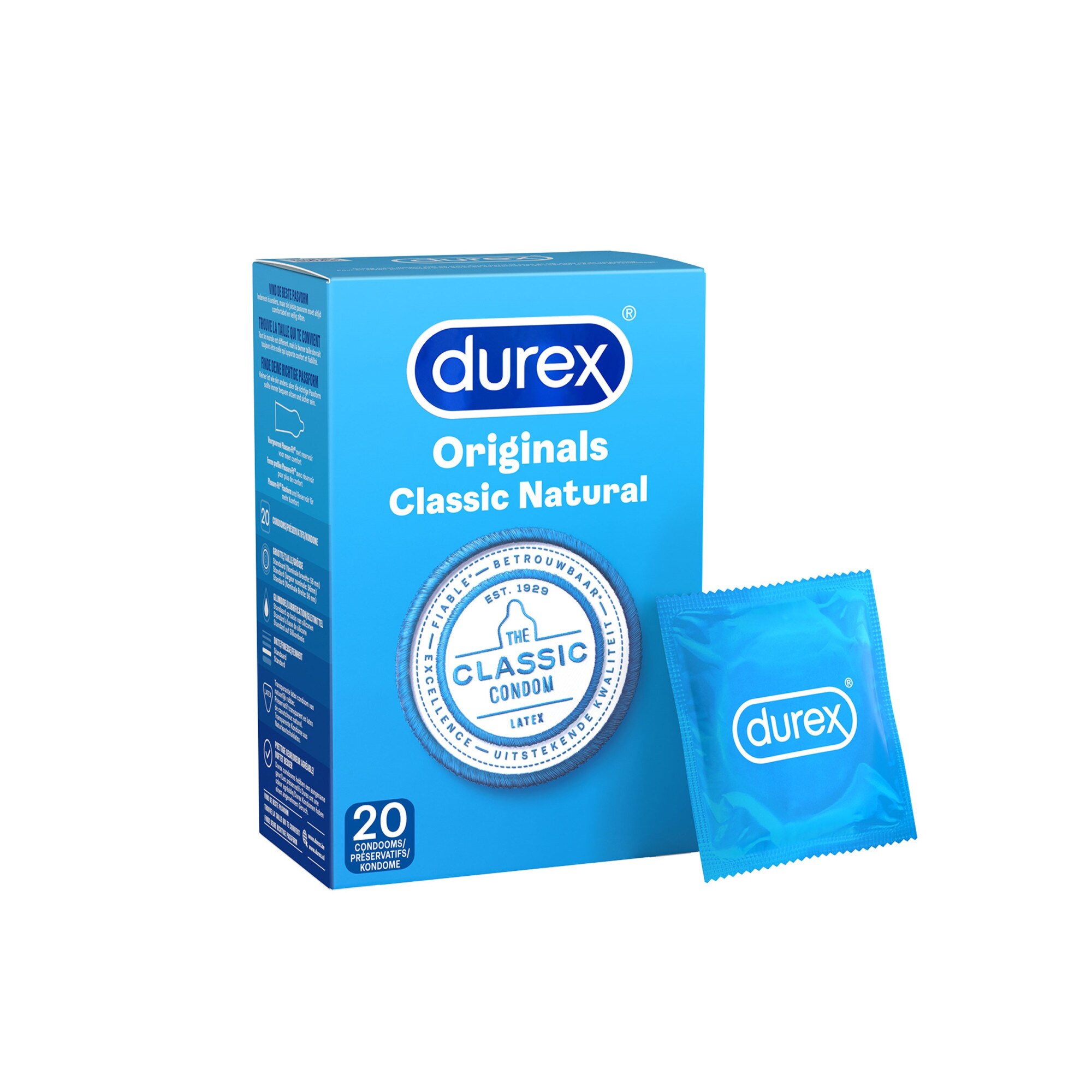 Prezervative clasice Durex Originals Classic Natural, lubrifiate si ...