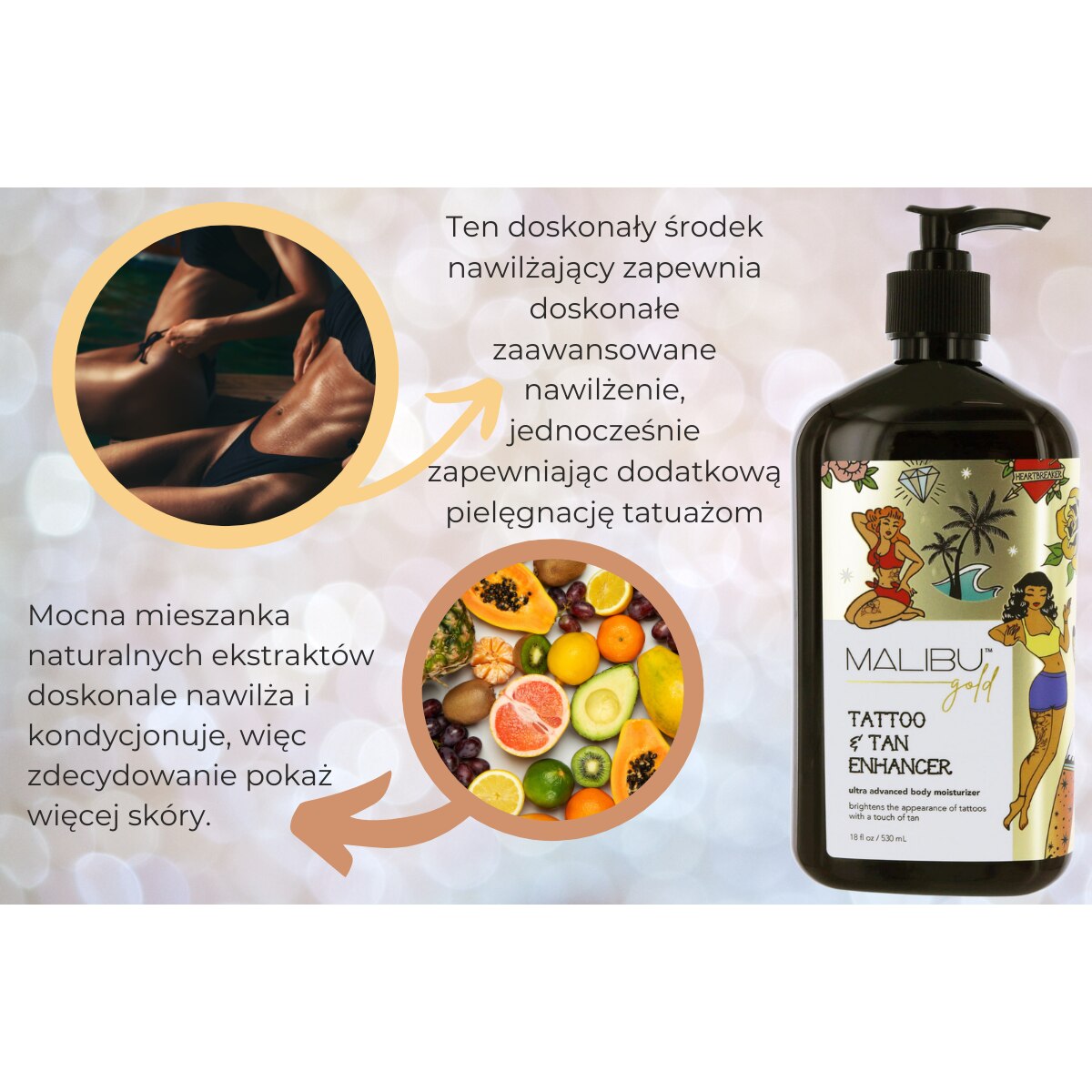 Malibu Tan Gold Tattoo & Tan Extender testápoló, 530 ml - eMAG.hu