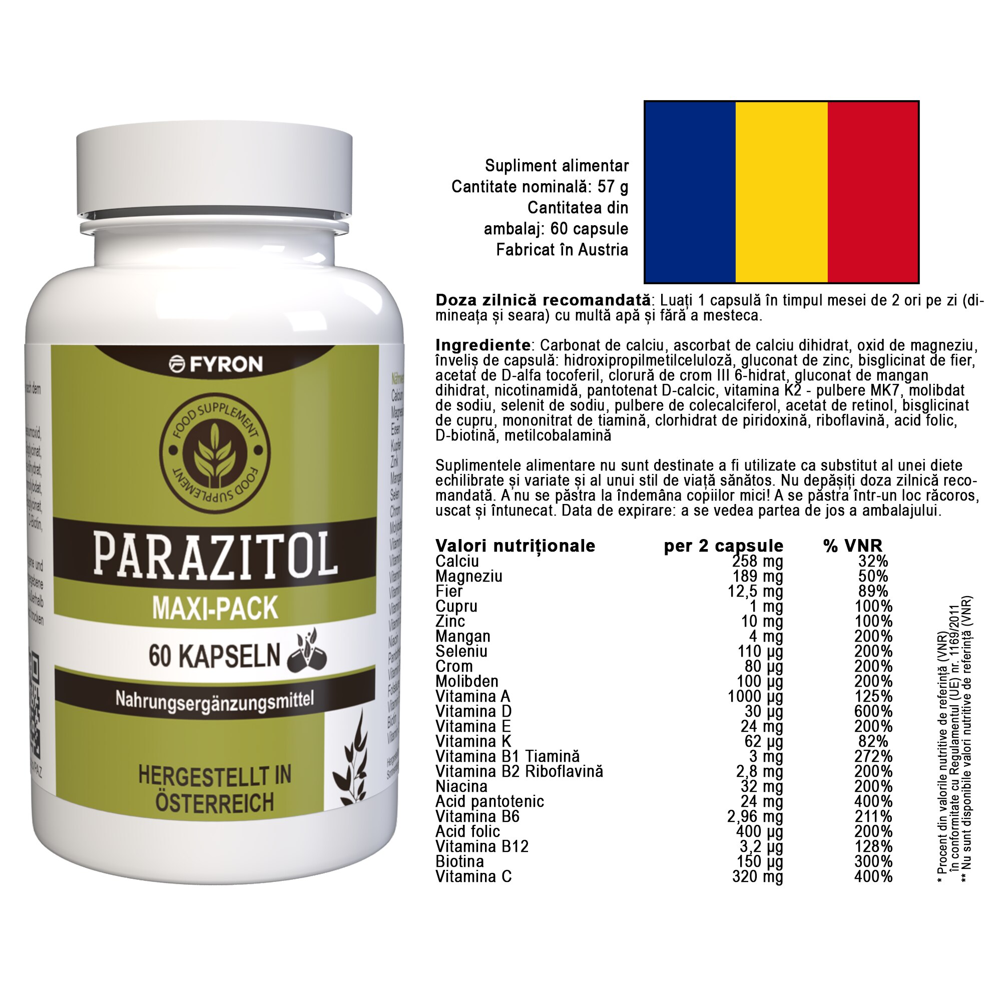 Parazitol, Fyron, 60 capsule, Multicolor - eMAG.ro