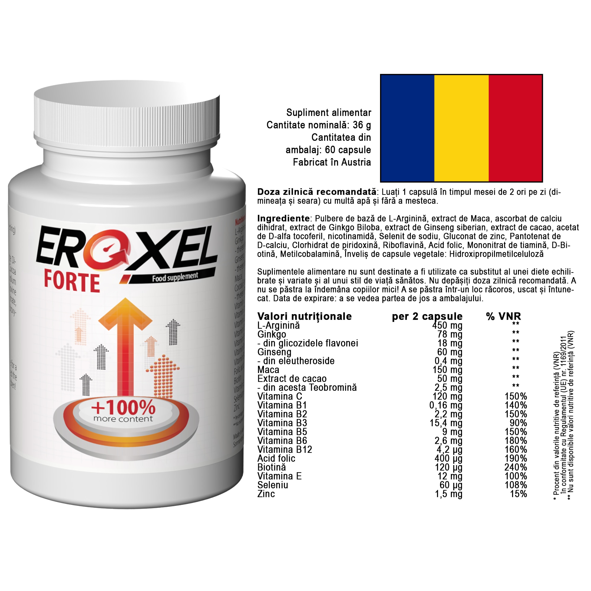 Eroxel Forte, 60 de capsule, Multicolor - eMAG.ro