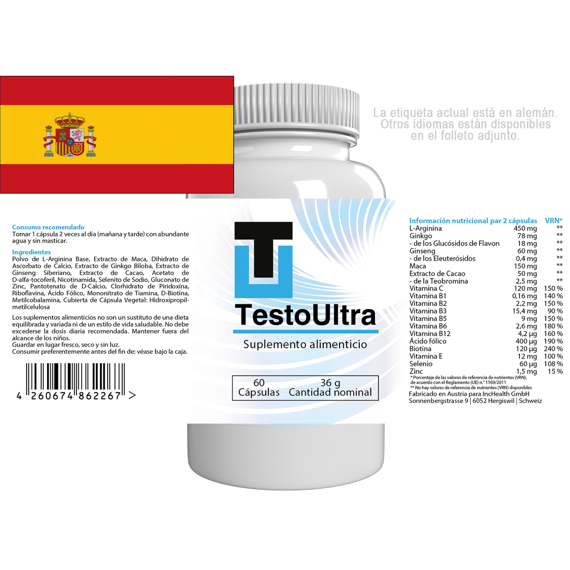 Testo Ultra, 60 капсули, многоцветни - eMAG.bg