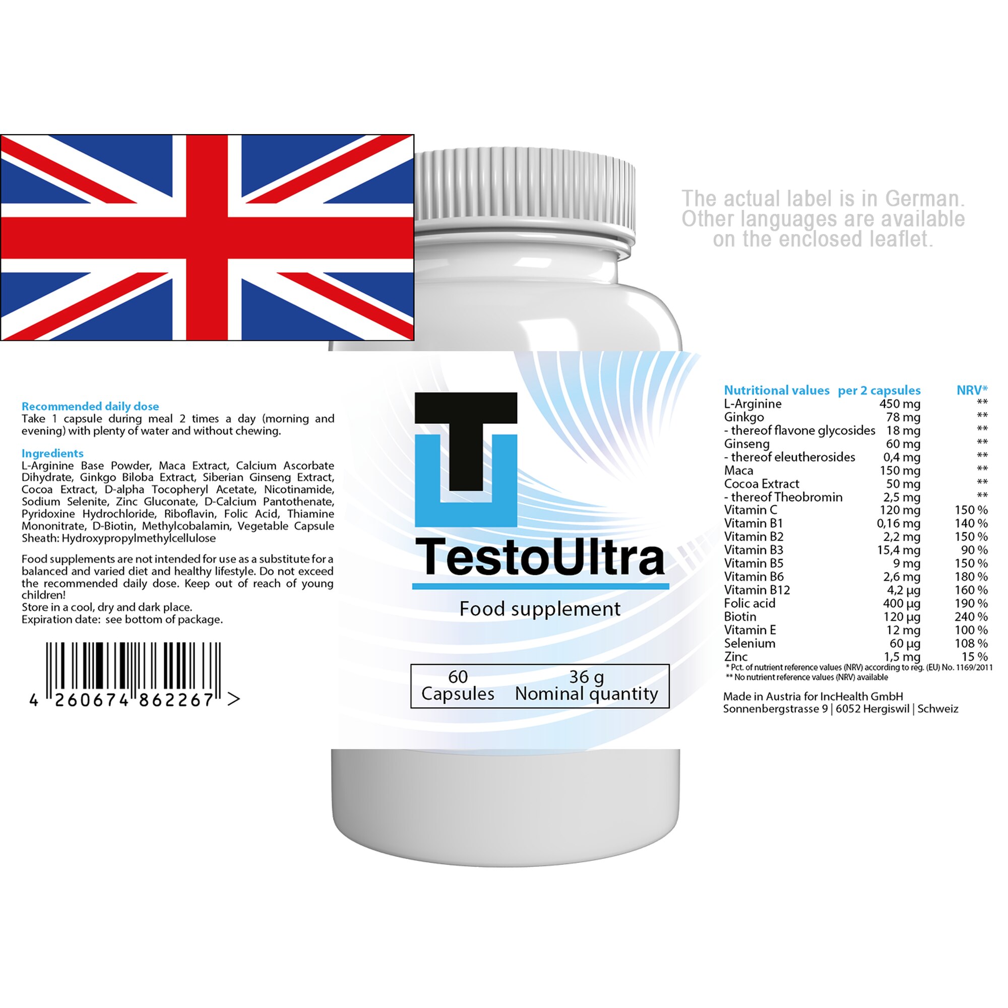 Testo Ultra, 60 капсули, многоцветни - eMAG.bg