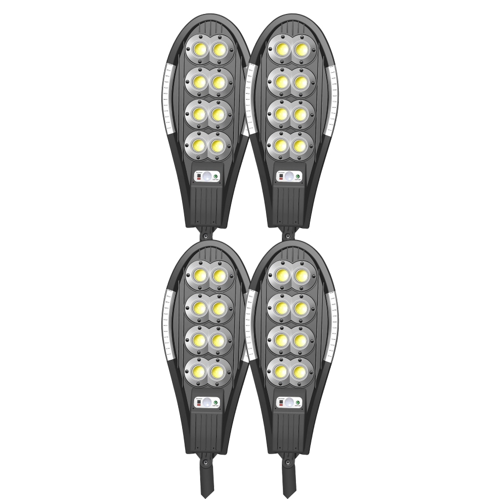 Set 4 Lampi Solare Stradale cu Telecomanda, 156 LED 6 COB, cu Senzori ...