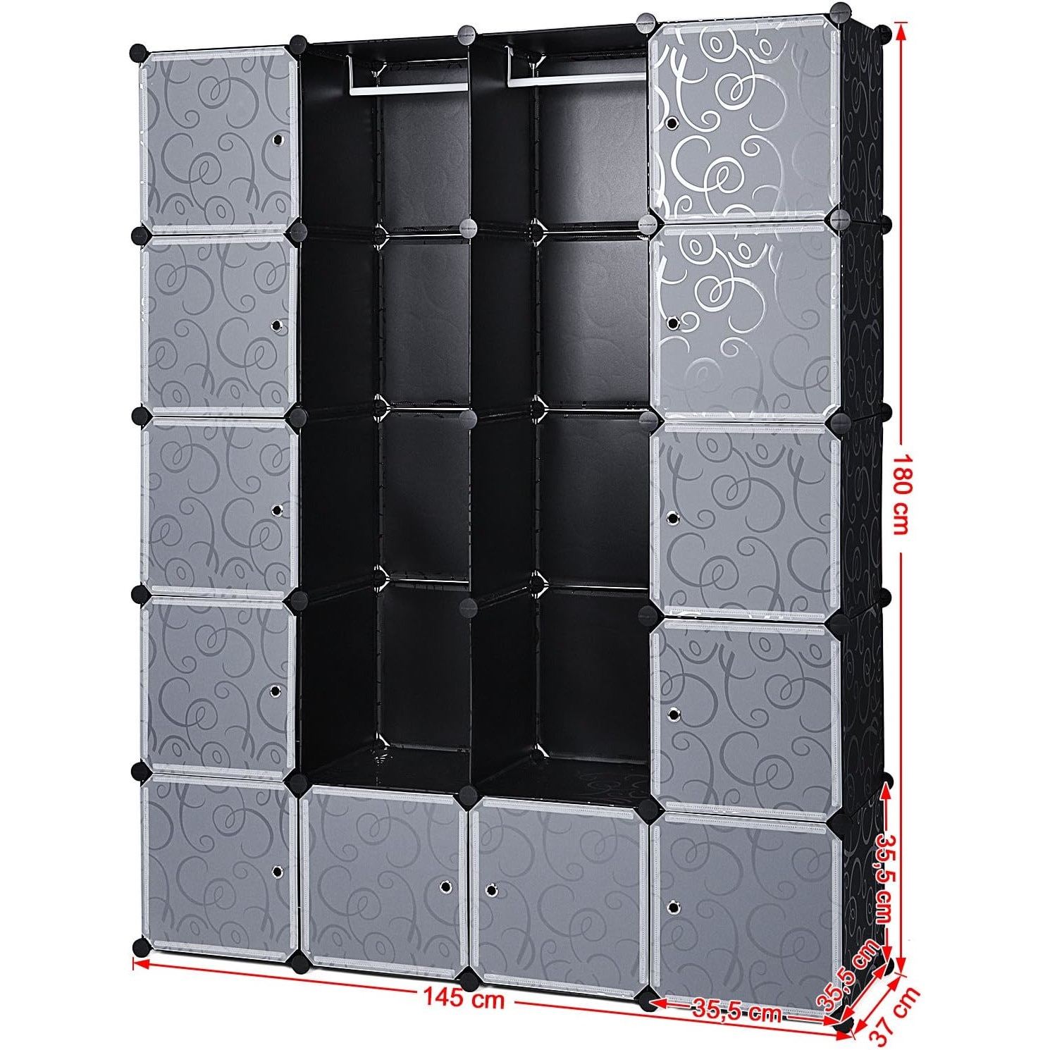 Dulap modular, Songmics, 143 cm, Plastic, Negru - eMAG.ro
