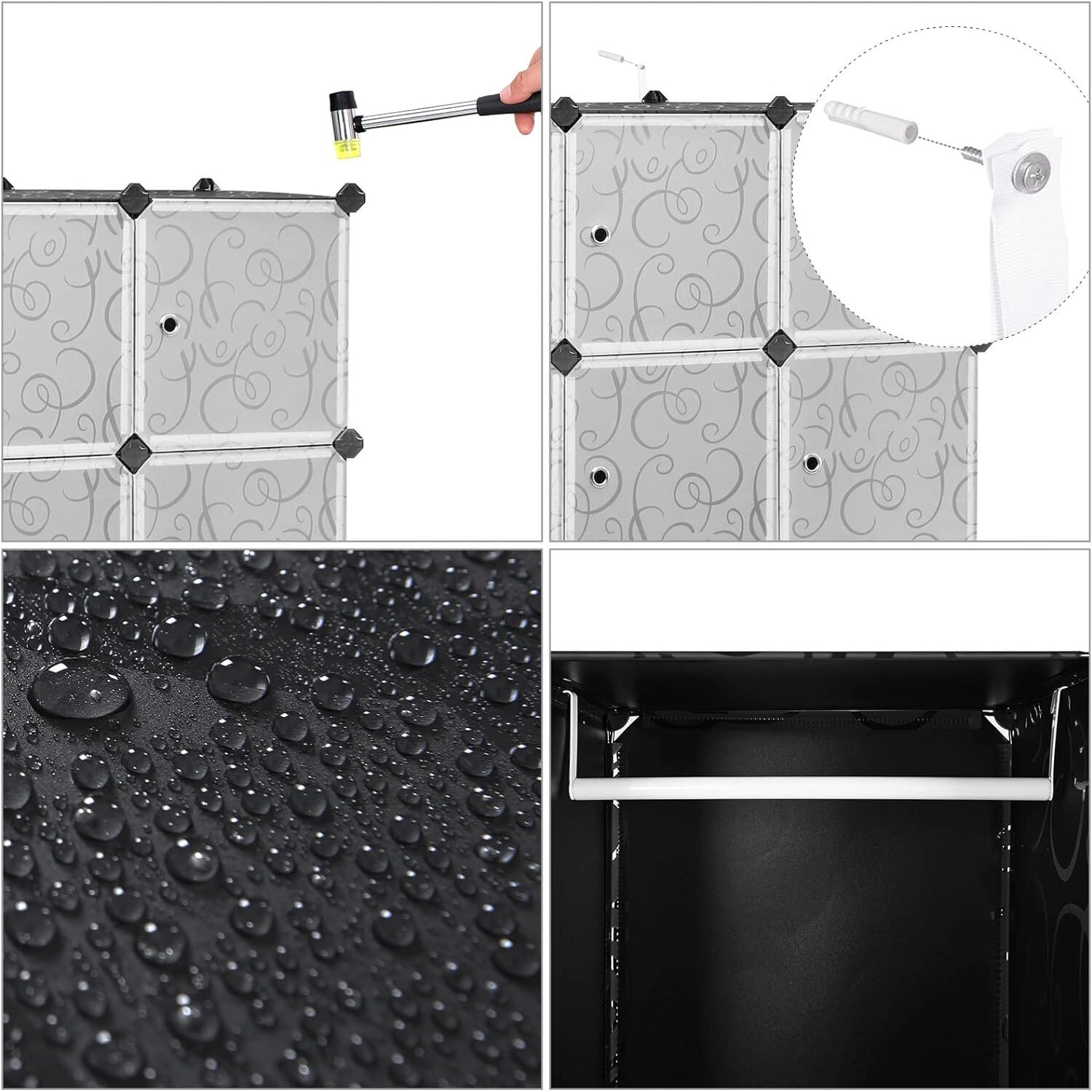 Dulap modular, Songmics, 143 cm, Plastic, Negru - eMAG.ro