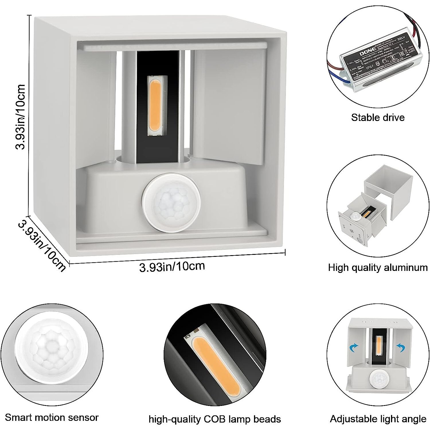 Set 2 lampi LED de perete cu senzor de miscare, Kingwen, 12W, interior ...