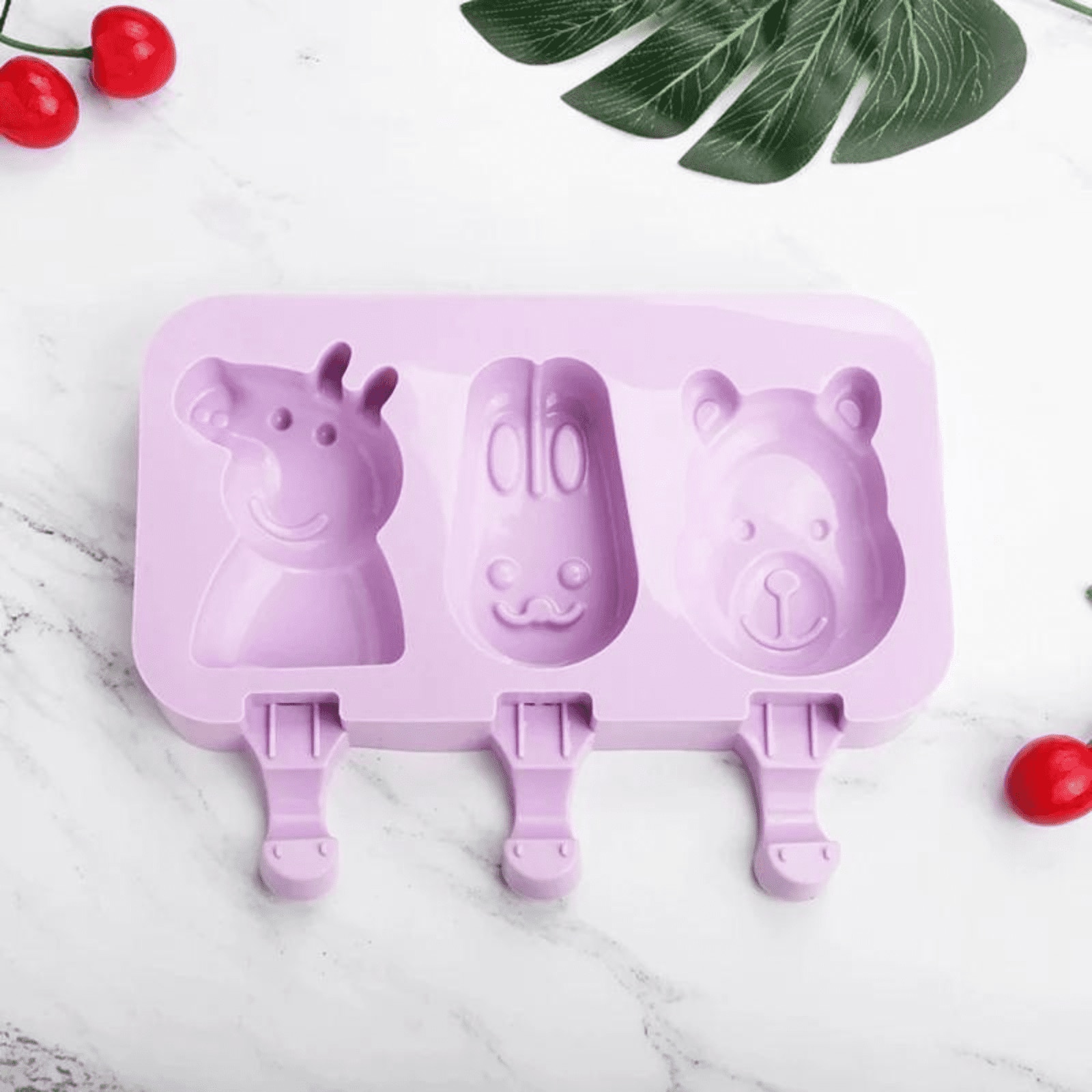 Forma de inghetata din silicon, Purcelusa Peppa Pig, Urs, Iepure, 3 ...