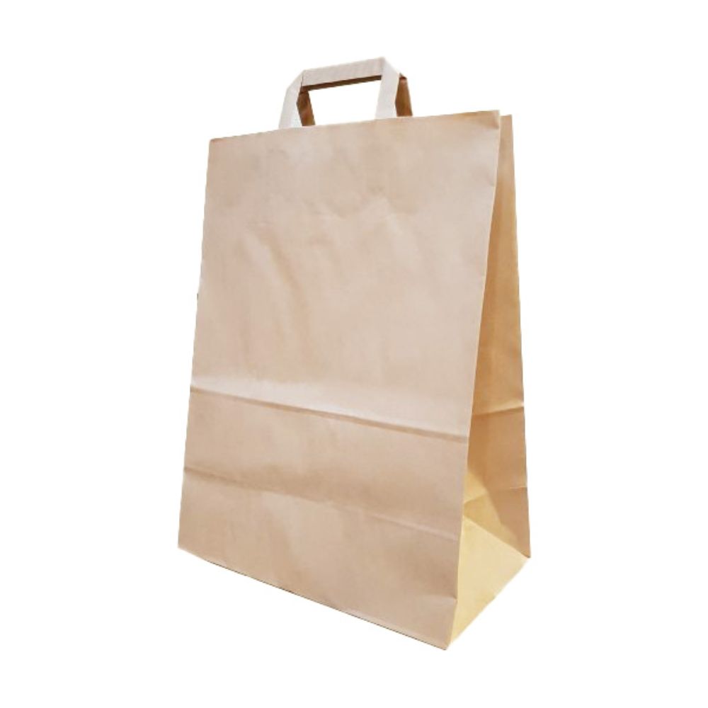 Pungi hartie natur cu maner banda 32x16x44 cm, set 50 buc - eMAG.ro