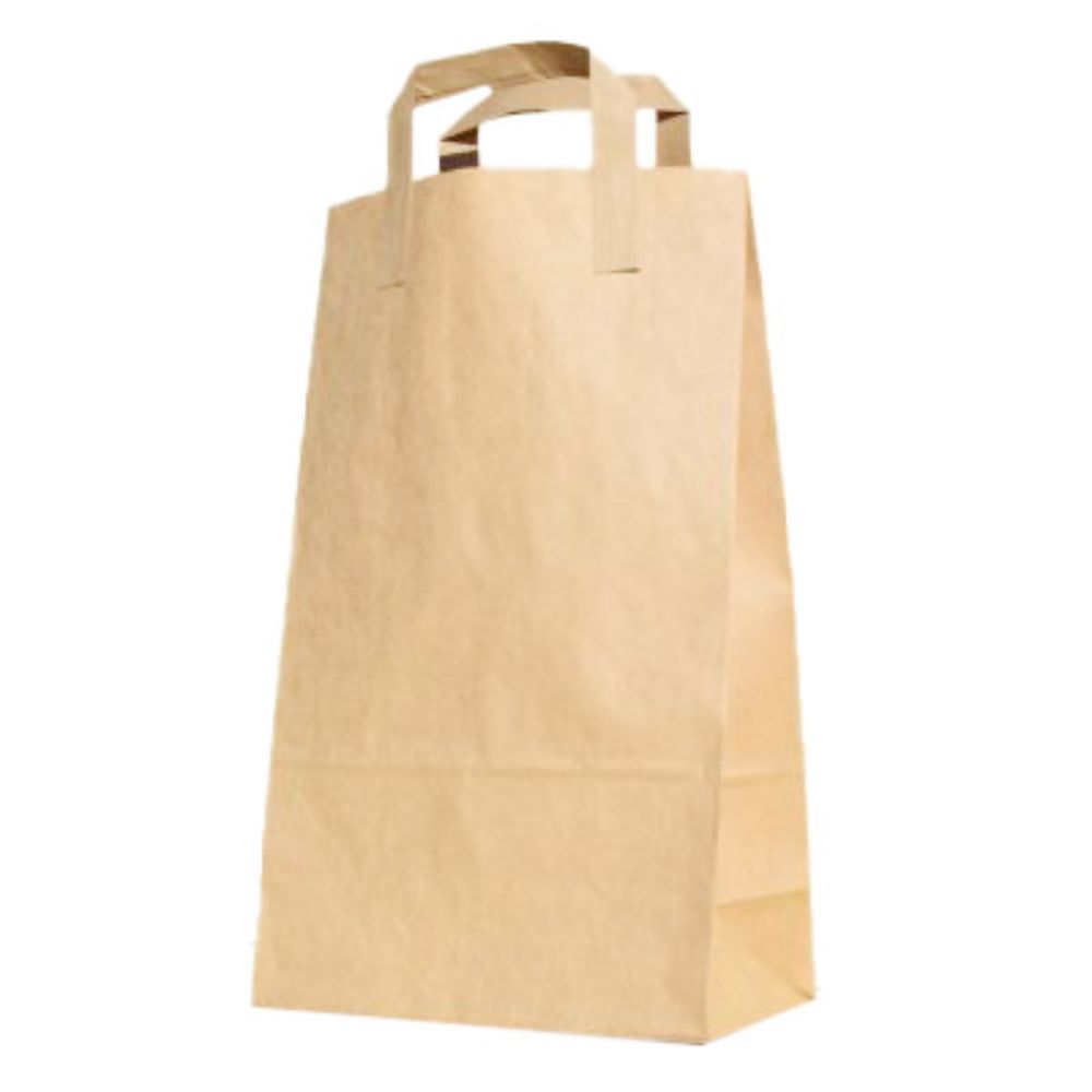 Pungi hartie natur cu maner banda 22x11x36 cm, set 100 buc - eMAG.ro