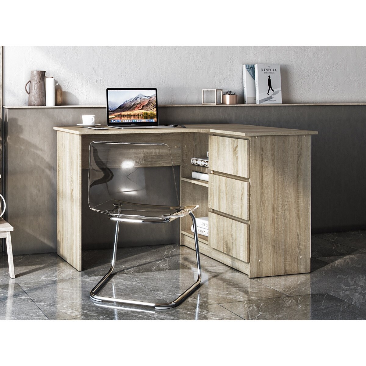 Masa PC de colt, nabbi, Afors, stejar sonoma - eMAG.ro