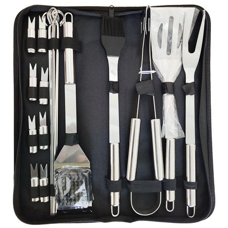 Set unelte pentru gratar, NABBI, Inox, Argintiu/Negru - eMAG.ro