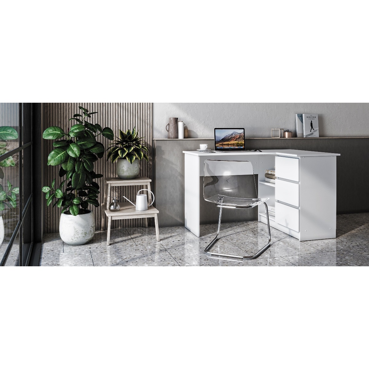 Masa PC de colt, nabbi, Afors, alb - eMAG.ro