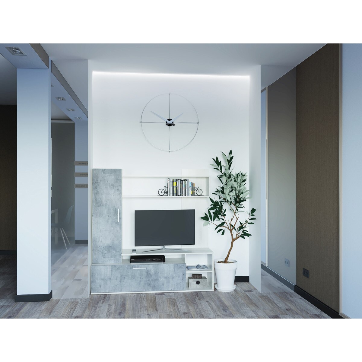 Perete viu, nabbi, Kalina, lemn alb / beton - eMAG.ro